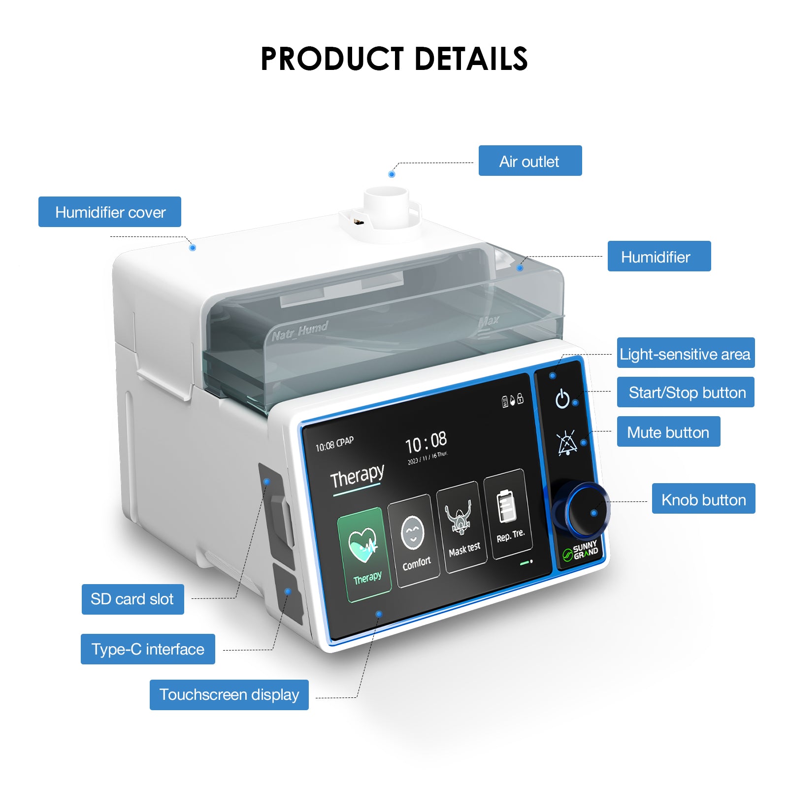 NEW ARRIVAL VARON Sunny Series BiPAP Machine 25S With Heated Humidifer ...