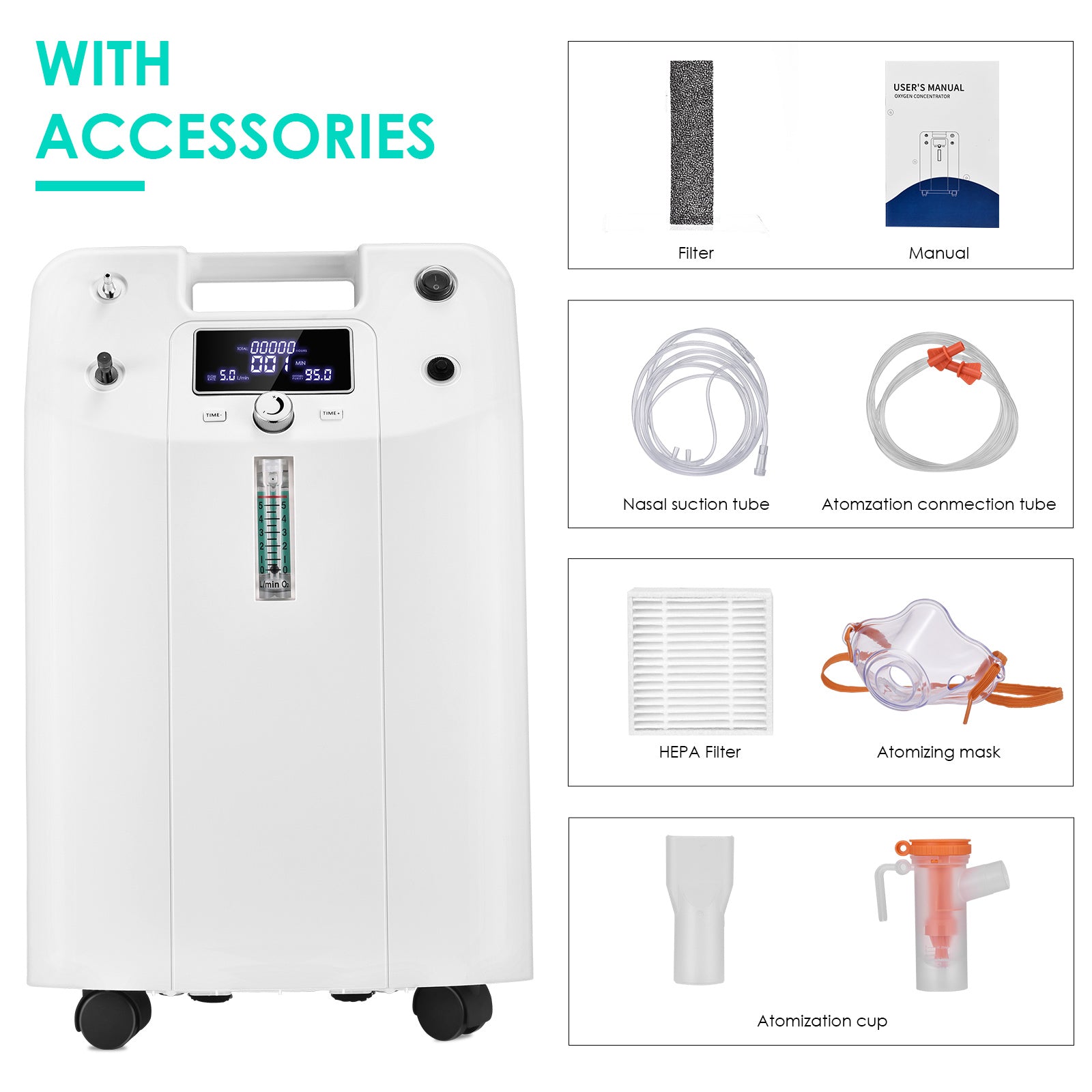 TTLife 5LPM Home Oxygen Concentrator KJR-Y51W with 93% Concentration ...